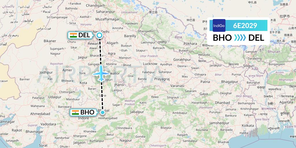 6E2029 Flight Status IndiGo Airlines: Bhopal to Delhi (IGO2029)