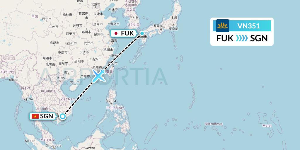 VN351 Flight Status Vietnam Airlines: Fukuoka to Ho Chi Minh City (HVN351)