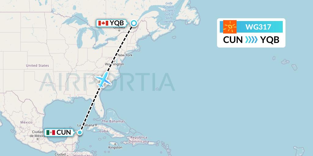 WG317 Flight Status Sunwing Airlines: Cancun to Quebec (SWG317)