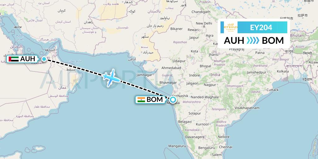 EY204 Flight Status Etihad Airways: Abu Dhabi to Mumbai (ETD204)