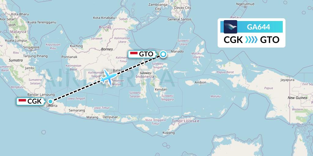 GA644 Flight Status Garuda Indonesia: Jakarta to Gorontalo (GIA644)