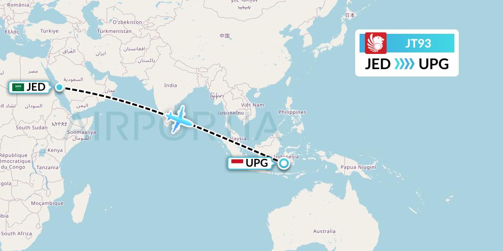 JT93 Flight Status Lion Airlines: Jeddah to Makassar (LNI93)