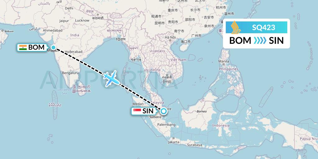 SQ423 Flight Status Singapore Airlines: Mumbai to Singapore (SIA423)