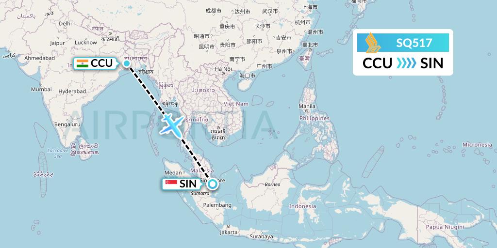 SQ517 Flight Status Singapore Airlines: Kolkata to Singapore (SIA517)