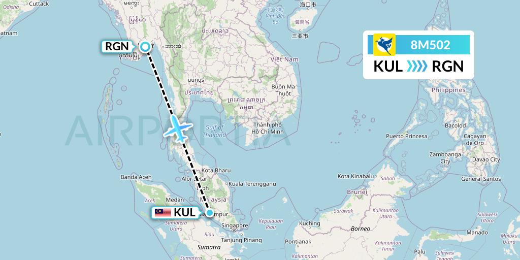 8M502 Flight Status Myanmar Airways International: Kuala Lumpur to ...