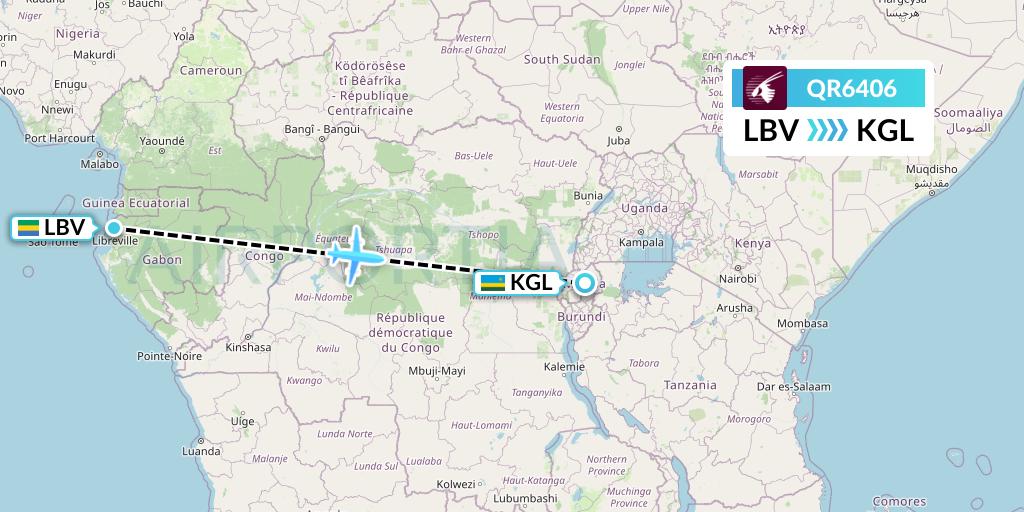 QR6406 Flight Status Qatar Airways: Libreville to Kigali (QTR6406)