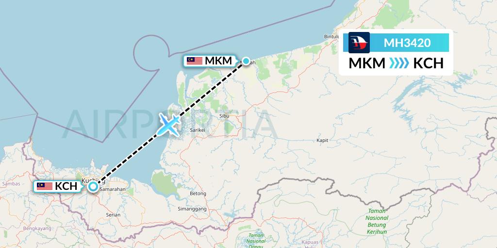 MH3420 Flight Status Malaysia Airlines: Mukah to Kuching (MAS3420)