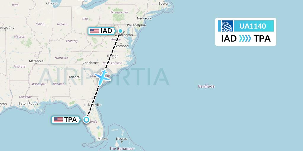 UA1140 Flight Status United Airlines: Washington to Tampa (UAL1140)