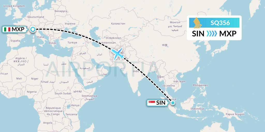 SQ356 Flight Status Singapore Airlines: Singapore to Milan (SIA356)