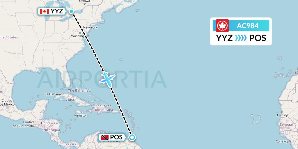 AC984 Flight Status Air Canada: Toronto to Port of Spain (ACA984)