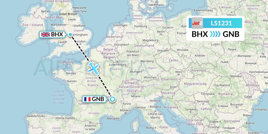 LS1231 Flight Status Jet2: Birmingham to Grenoble (EXS1231)