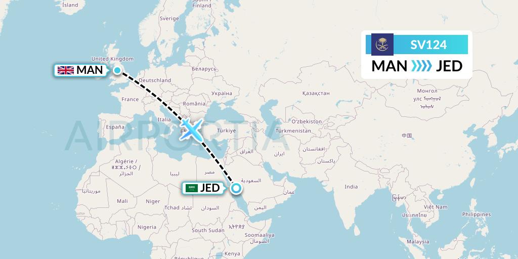 SV124 Flight Status Saudi Arabian Airlines: Manchester to Jeddah (SVA124)