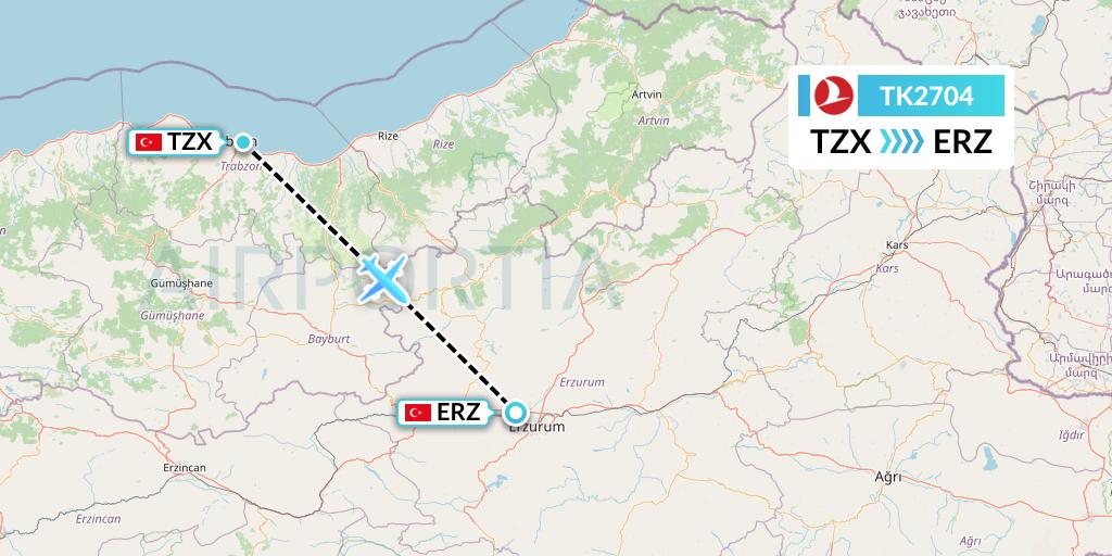 TK2704 Flight Status Turkish Airlines: Trabzon to Erzurum (THY2704)