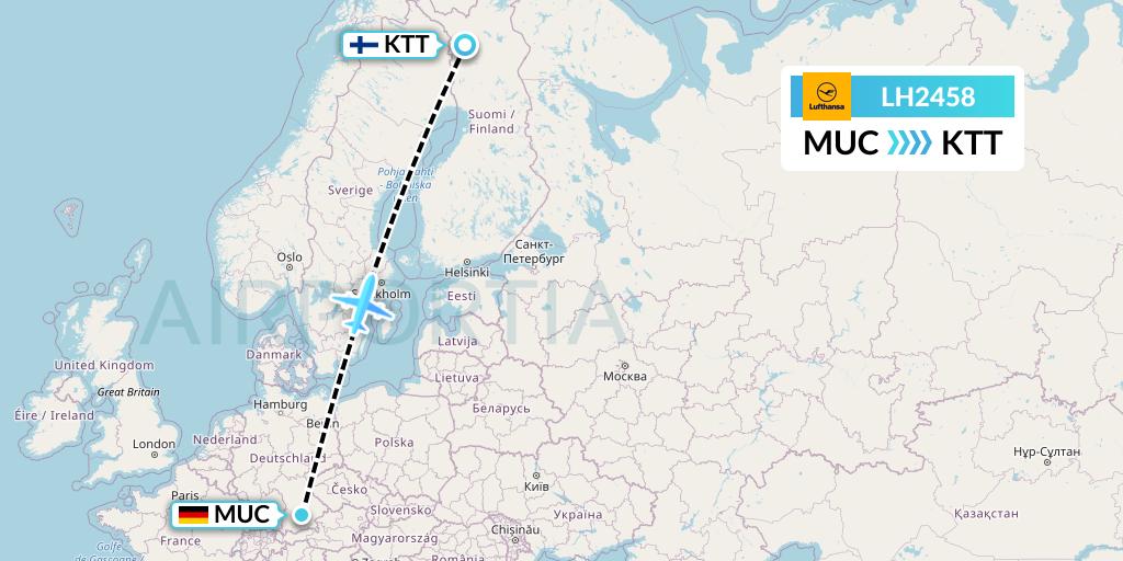 LH2458 Flight Status Lufthansa: Munich to Kittila (DLH2458)
