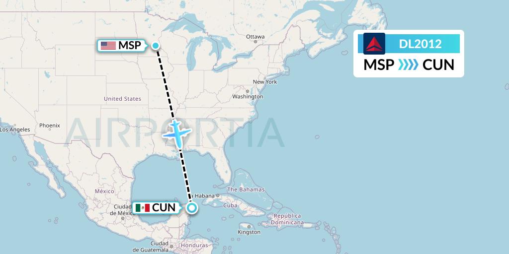 DL2012 Flight Status Delta Air Lines: Minneapolis to Cancun (DAL2012)