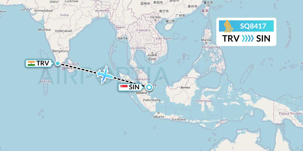 SQ8417 Flight Status Singapore Airlines: Thiruvananthapuram to ...