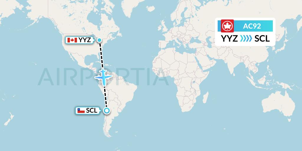 AC92 Flight Status Air Canada: Toronto to Santiago (ACA92)