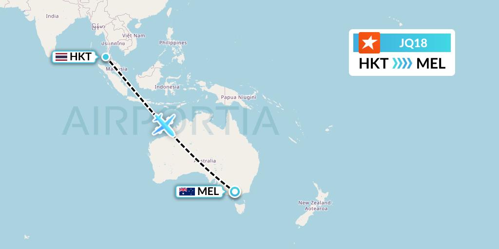 JQ18 Flight Status Jetstar Airways: Phuket to Melbourne (JST18)