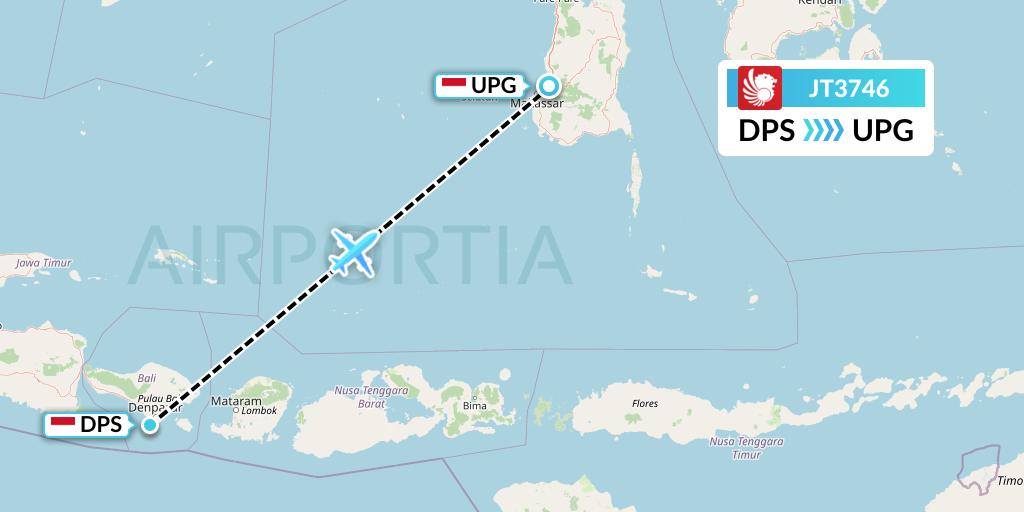 JT3746 Flight Status Lion Airlines: Denpasar to Makassar (LNI3746)