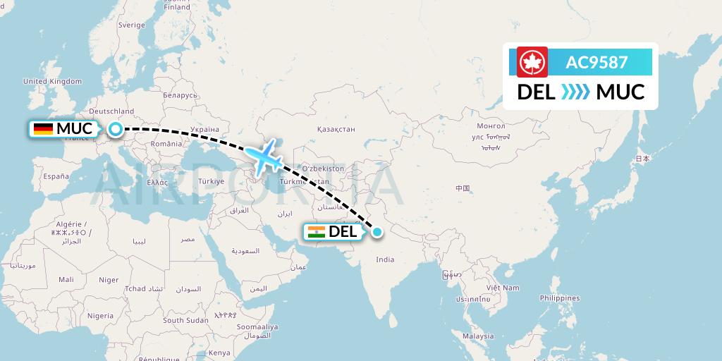 AC9587 Flight Status Air Canada: Delhi to Munich (ACA9587)
