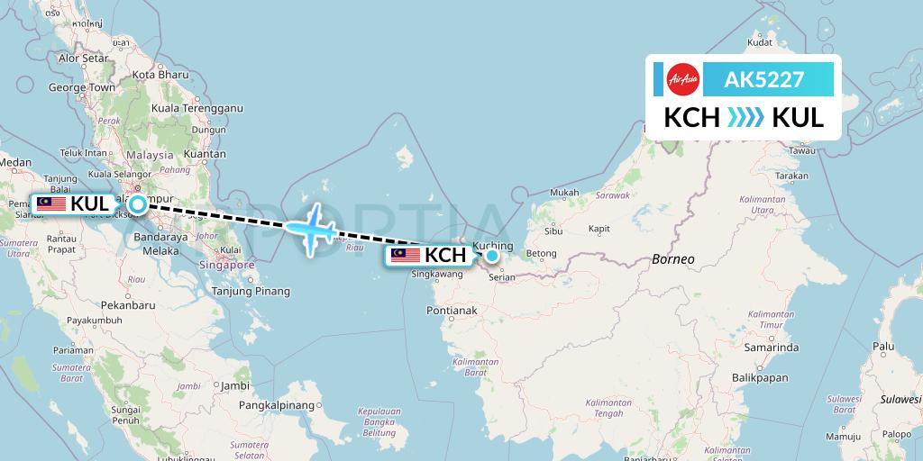 AK5227 Flight Status AirAsia: Kuching to Kuala Lumpur (AXM5227)