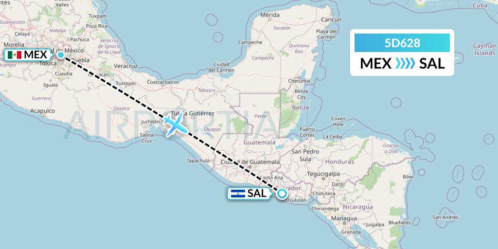5D628 Flight Status Aeromexico Connect: Mexico City to San Salvador ...