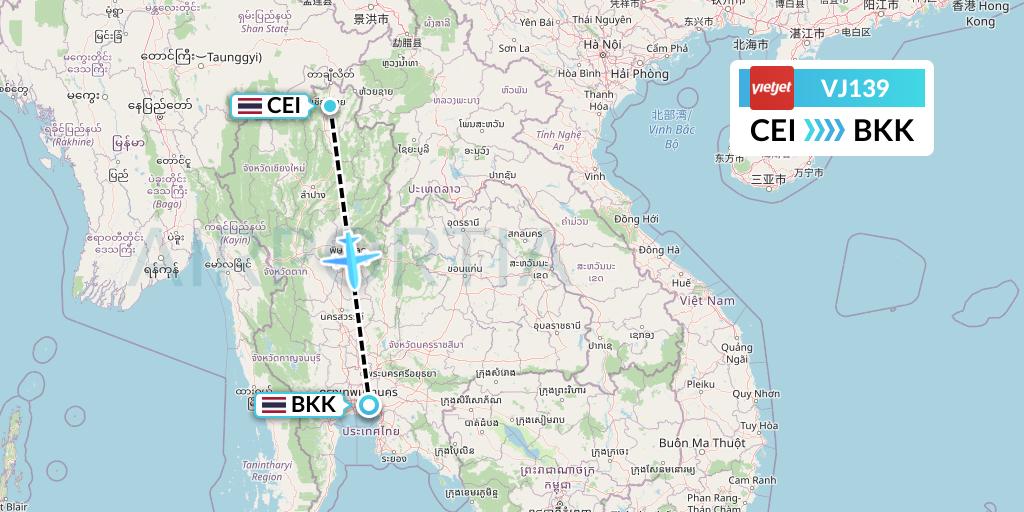 VJ139 Flight Status VietJet Air: Chiang Rai to Bangkok (VJC139)