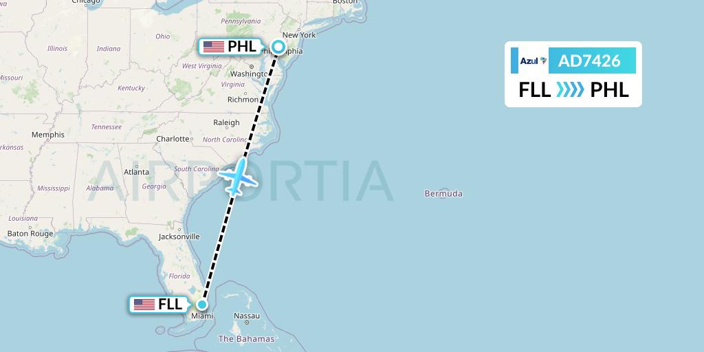 AD7426 Flight Status Azul Brazilian Airlines: Fort Lauderdale to ...