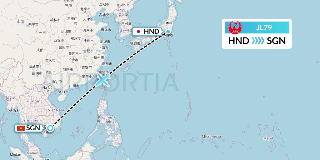 JL79 Flight Status Japan Airlines: Tokyo to Ho Chi Minh City (JAL79)