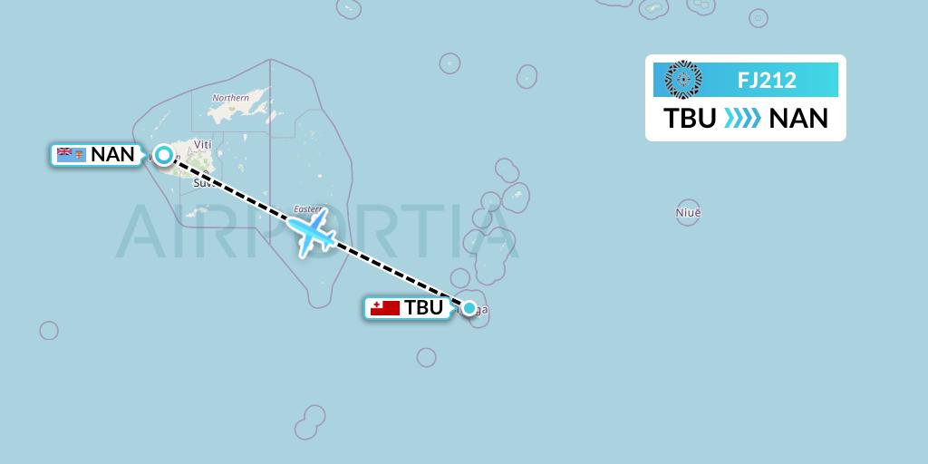 FJ212 Flight Status Fiji Airways: Tongatapu to Nadi (FJI212)