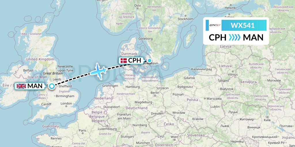 WX541 Flight Status Cityjet: Copenhagen to Manchester (BCY541)