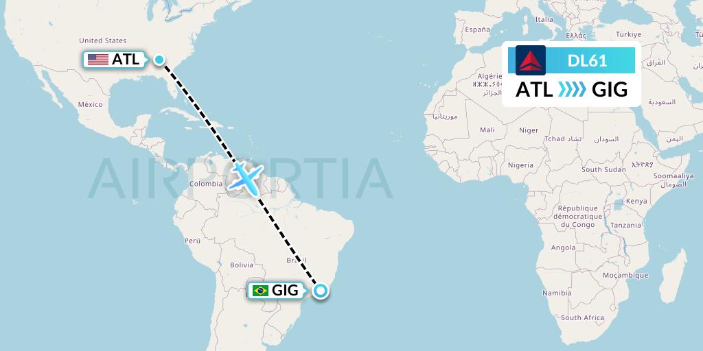 DL61 Flight Status Delta Air Lines: Atlanta to Rio de Janeiro (DAL61)