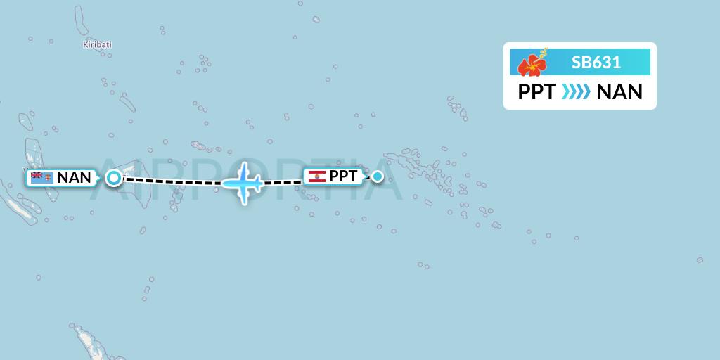 SB631 Flight Status Aircalin: Papeete to Nadi (ACI631)
