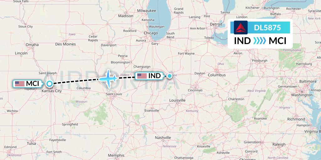 DL5875 Flight Status Delta Air Lines: Indianapolis to Kansas City (DAL5875)