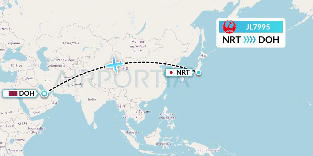 JL7995 Flight Status Japan Airlines: Tokyo to Doha (JAL7995)