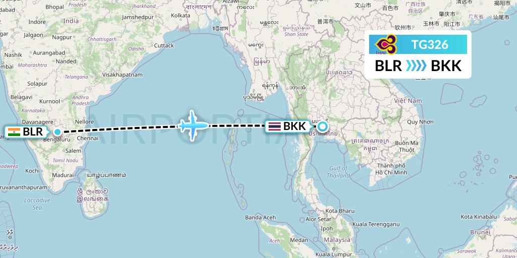 TG326 Flight Status Thai Airways: Bangalore to Bangkok (THA326)