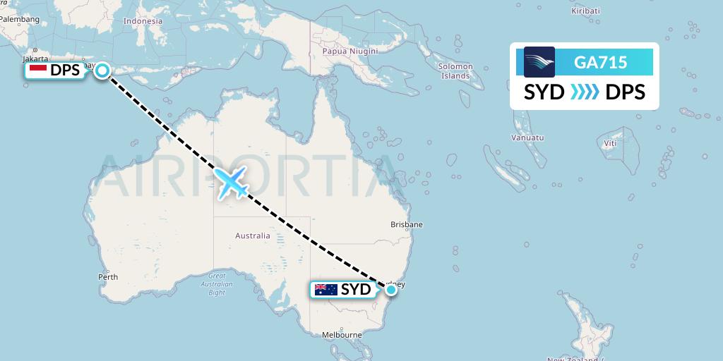 GA715 Flight Status Garuda Indonesia: Sydney to Denpasar (GIA715)