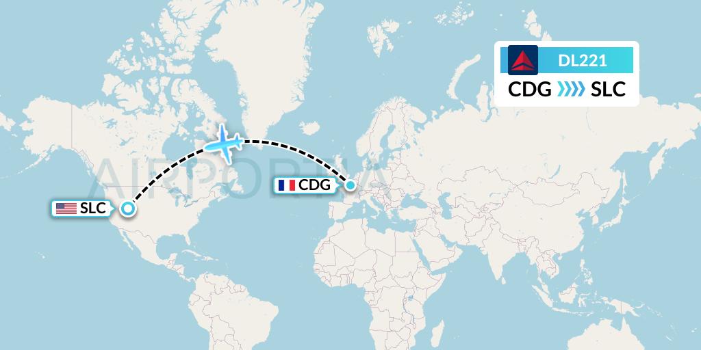 DL221 Flight Status Delta Air Lines: Paris to Salt Lake City (DAL221)
