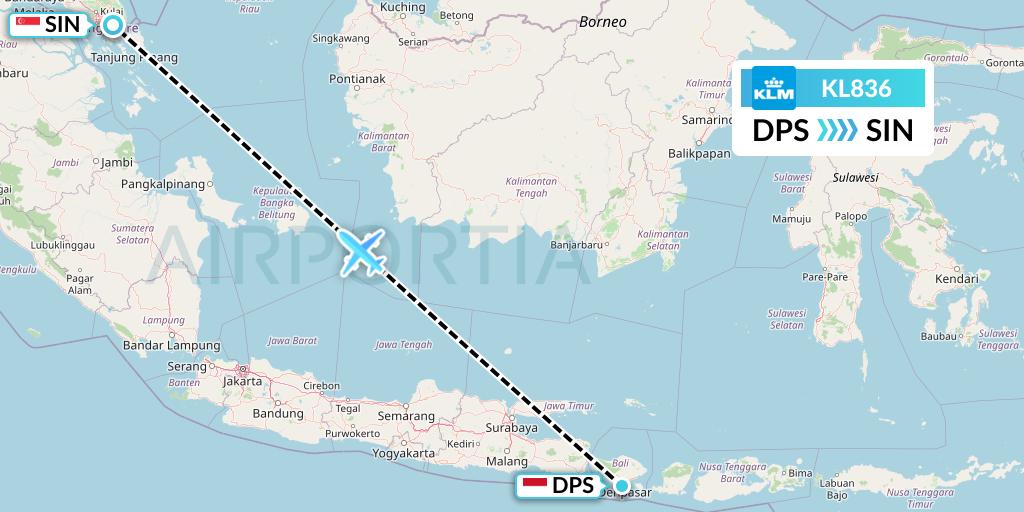 KL836 Flight Status KLM: Denpasar to Singapore (KLM836)