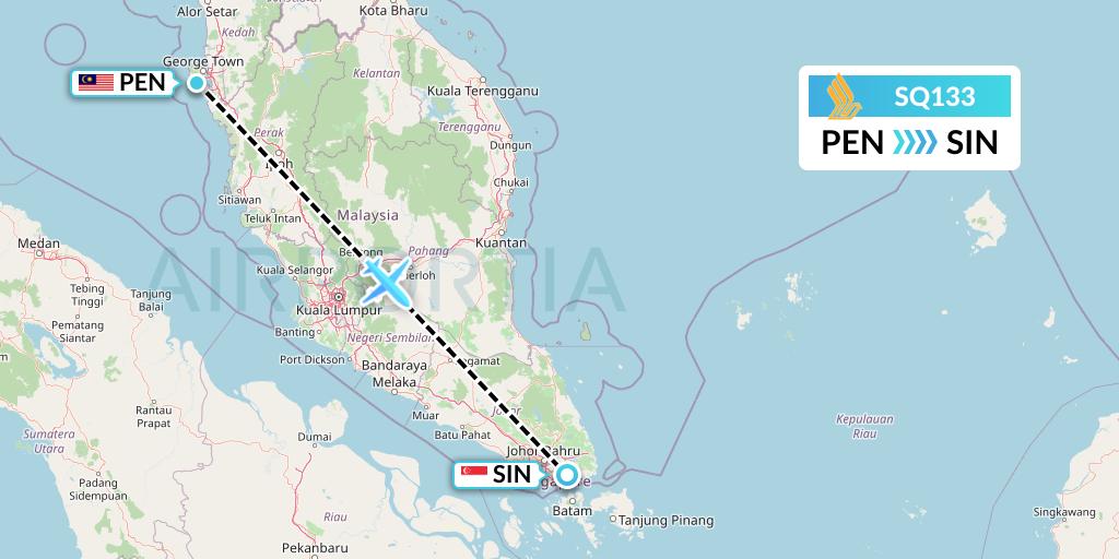 SQ133 Flight Status Singapore Airlines: Penang to Singapore (SIA133)