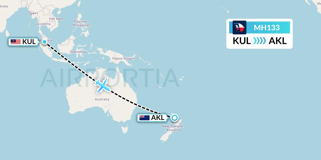 MH133 Flight Status Malaysia Airlines: Kuala Lumpur to Auckland (MAS133)