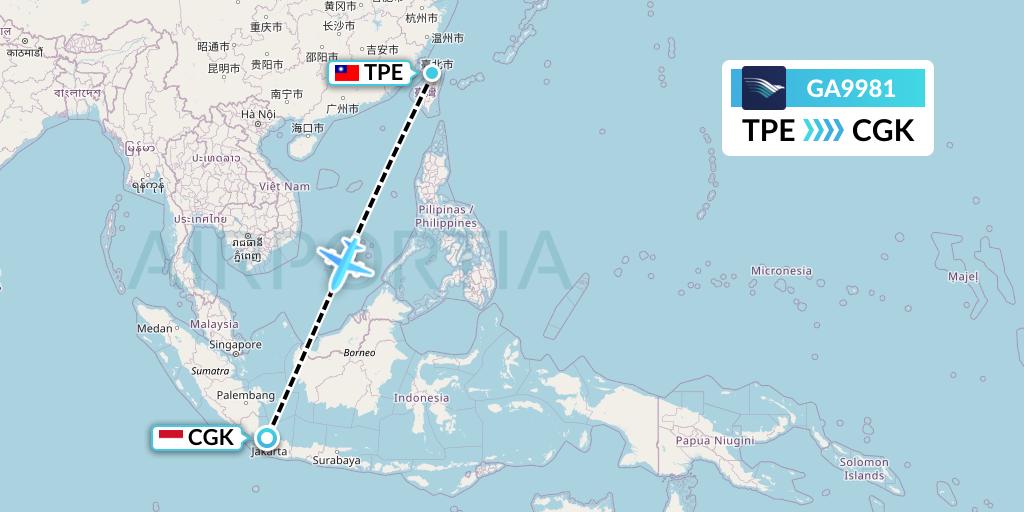 GA9981 Flight Status Garuda Indonesia: Taipei to Jakarta (GIA9981)