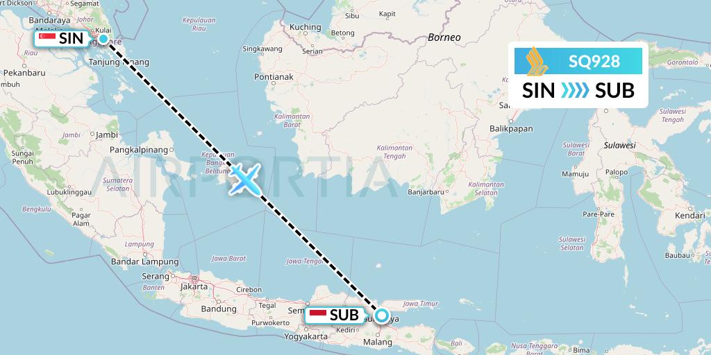 SQ928 Flight Status Singapore Airlines: Singapore to Surabaya (SIA928)
