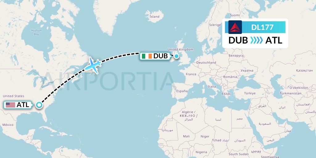 DL177 Flight Status Delta Air Lines: Dublin to Atlanta (DAL177)