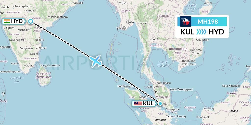 MH198 Flight Status Malaysia Airlines: Kuala Lumpur to Hyderabad (MAS198)