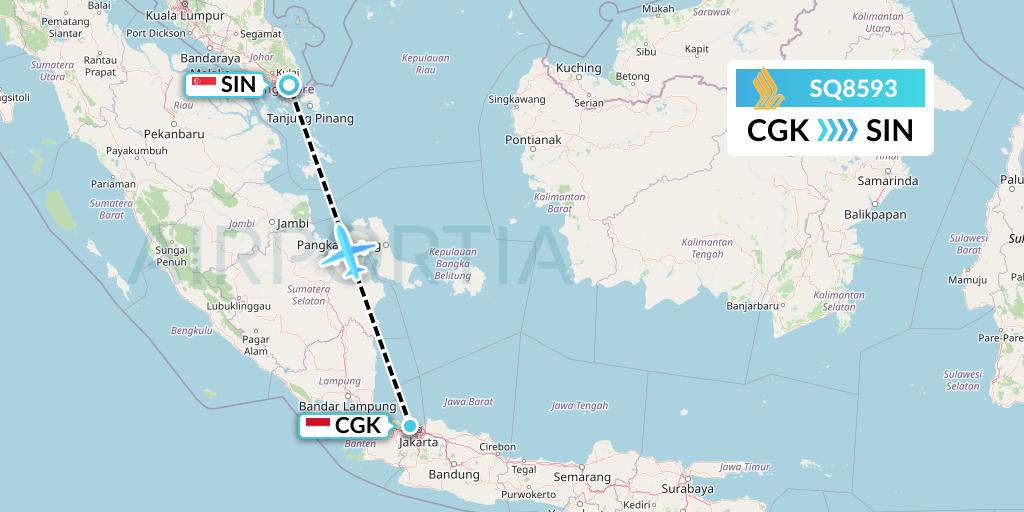 SQ8593 Flight Status Singapore Airlines: Jakarta to Singapore (SIA8593)