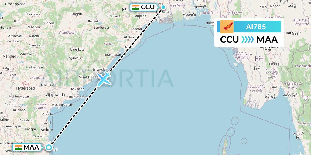 AI785 Flight Status Air India: Kolkata to Chennai (AIC785)