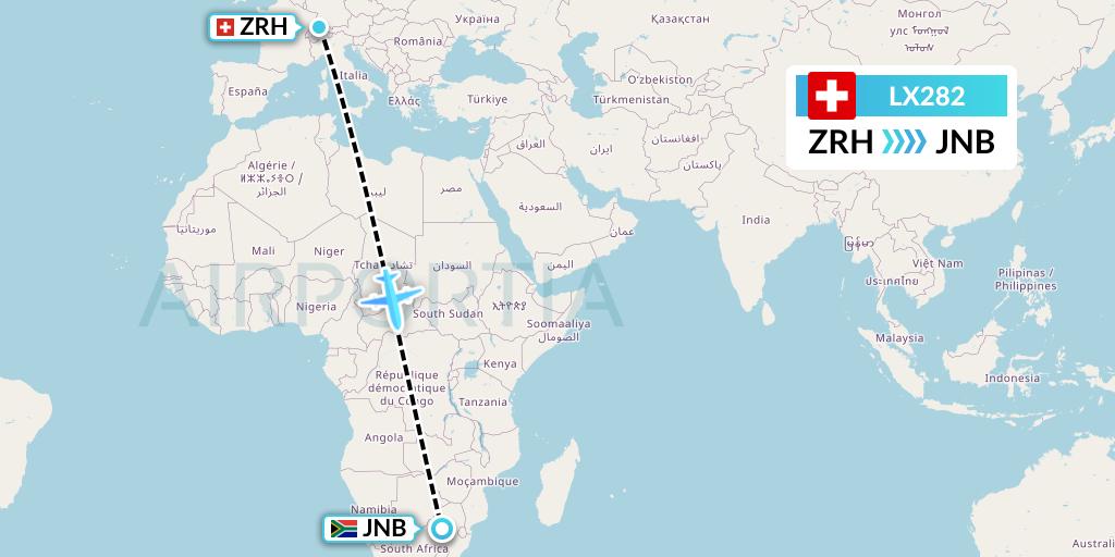 LX282 Flight Status Swiss: Zurich to Johannesburg (SWR282)