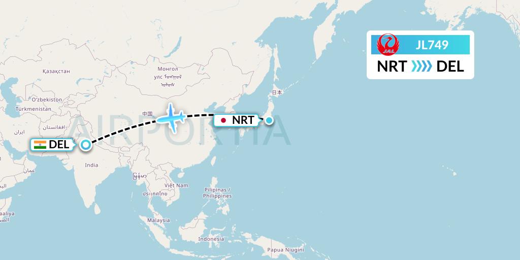 JL749 Flight Status Japan Airlines: Tokyo to Delhi (JAL749)