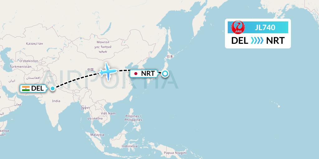JL740 Flight Status Japan Airlines: Delhi to Tokyo (JAL740)